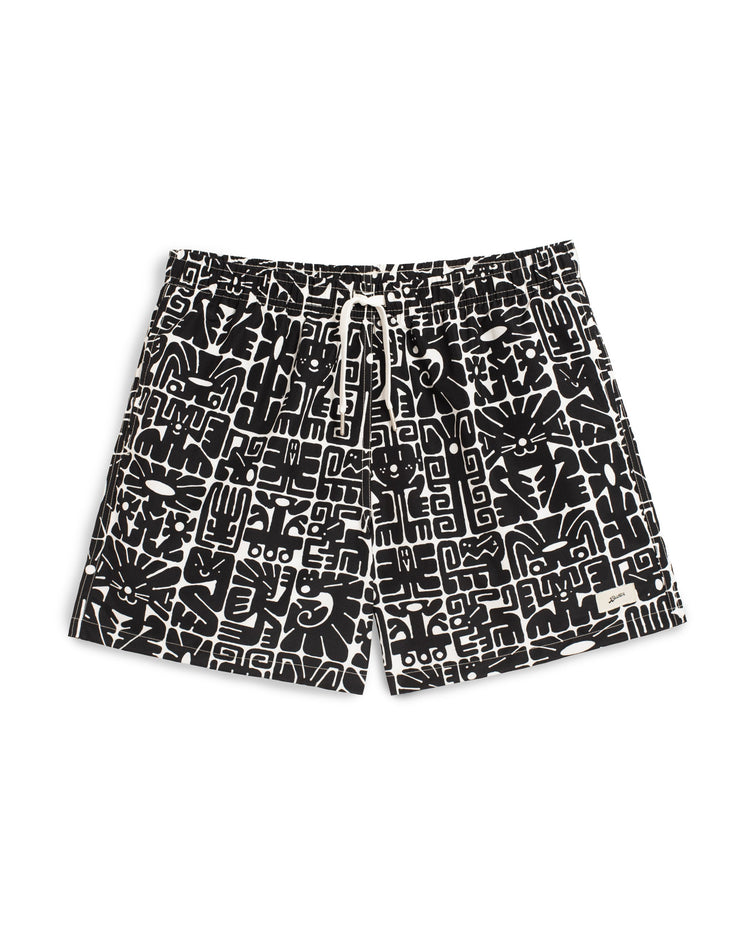Bather | Black Wild Glyph Swim Trunk | Quality Surf & Swimwear